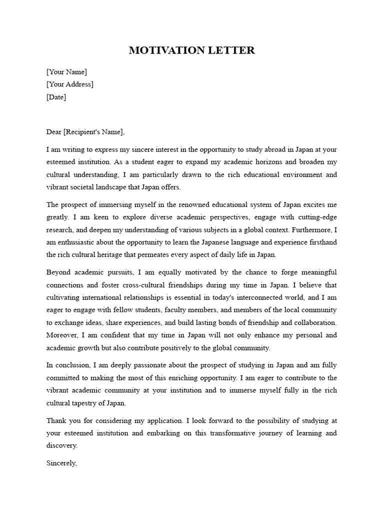 Motivation Letter | PDF | Wellness