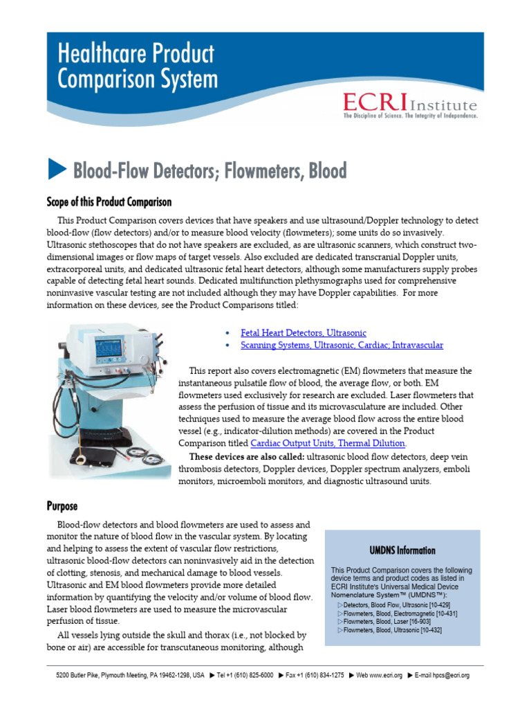 Blood-Flow Detectors Flowmeters, Blood | Download Free PDF | Medical ...