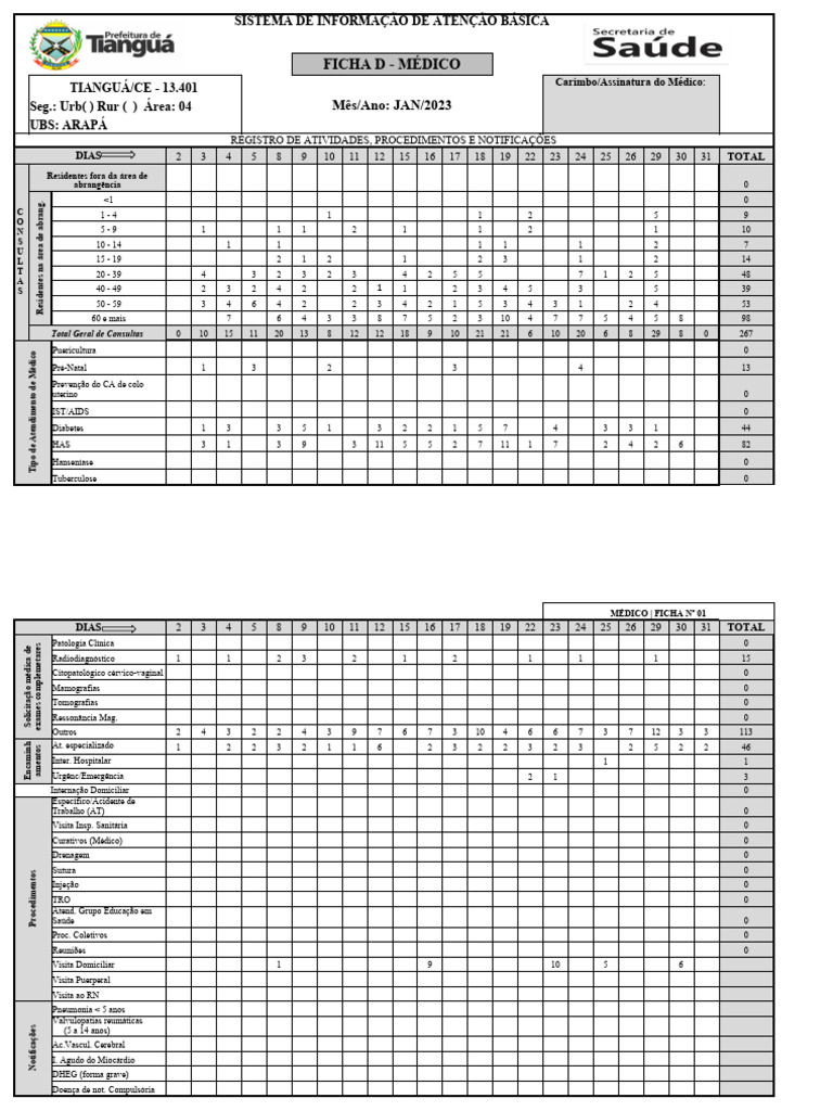 Fichas Enf - Med - Nasf - Tec | PDF