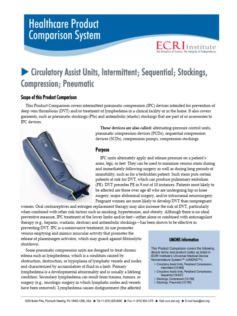 Circulatory Assist Units, Intermittent; Sequential; Stockings ...