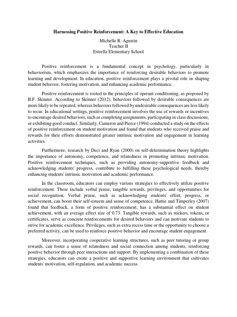 Harnessing-Positive-Reinforcement - MICHELLE AGUSTIN | PDF ...