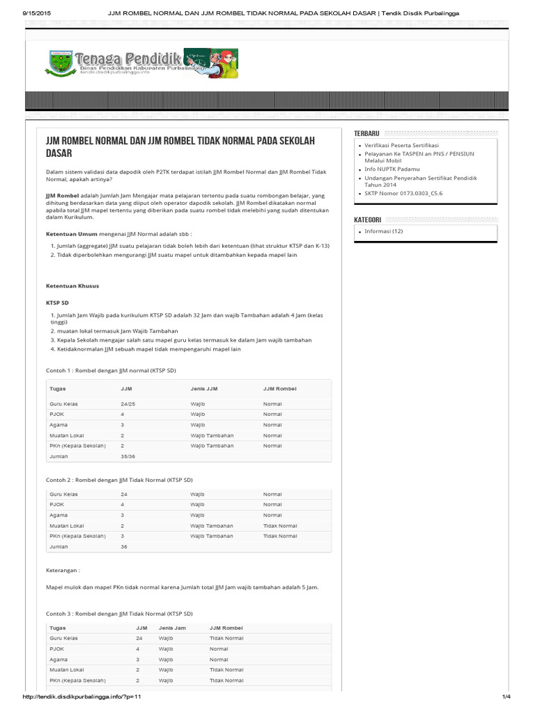 JJM ROMBEL NORMAL DAN JJM ROMBEL TIDAK NORMAL PADA SEKOLAH DASAR _ Tendik Disdik Purbalingga | PDF