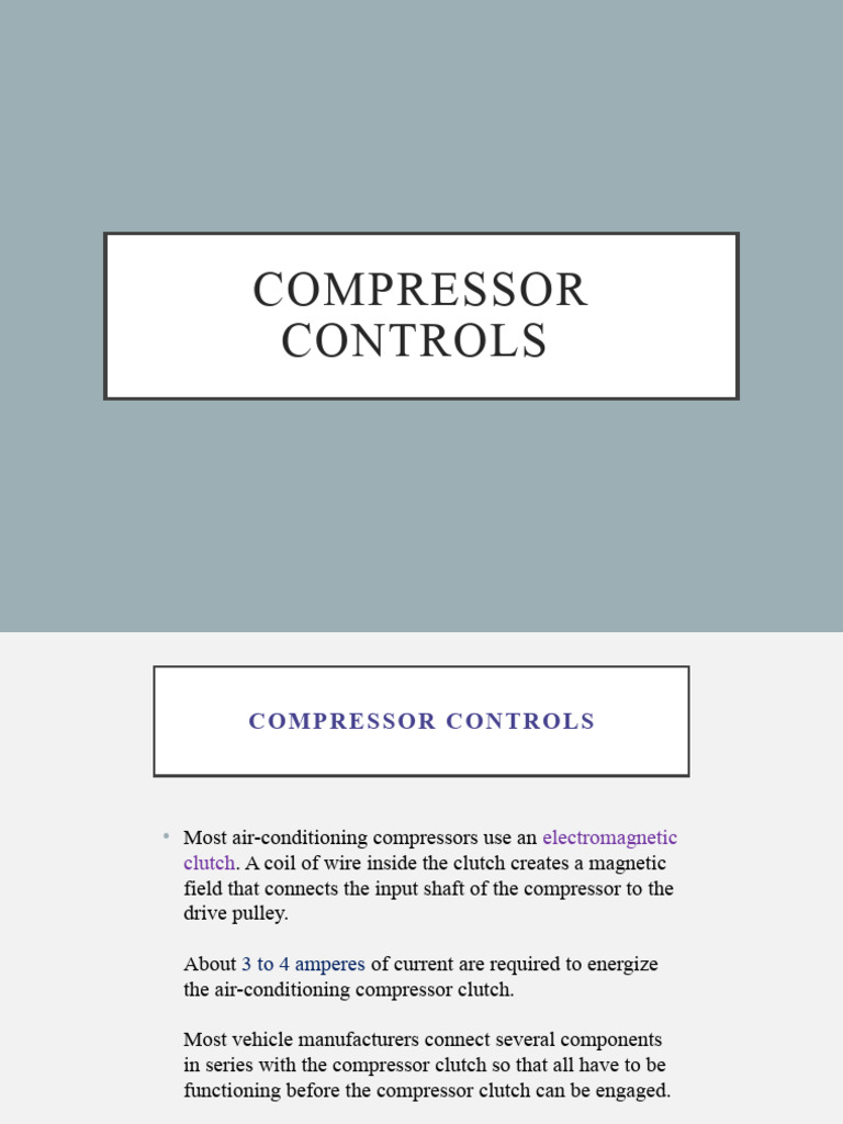 Compressor Controls Report Cuago | PDF | Clutch | Chlorofluorocarbon