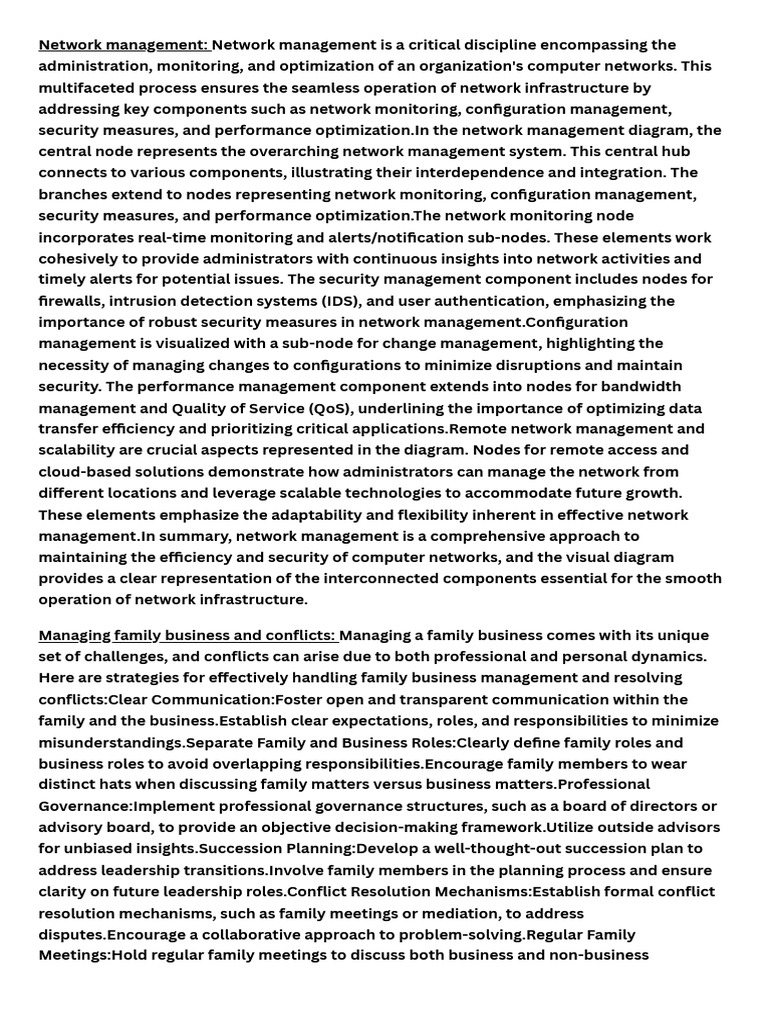 Network Management | PDF | Entrepreneurship | Computer Network