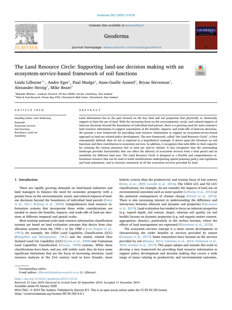 Artigo1 Geoderma Soil Funcions | PDF | Soil | Ecosystem