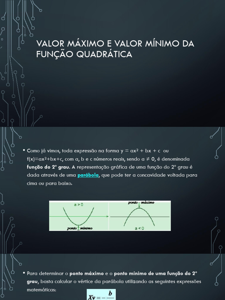 Valor Máximo e Mínimo em Funções Quadráticas | PDF | Função (Matemática ...