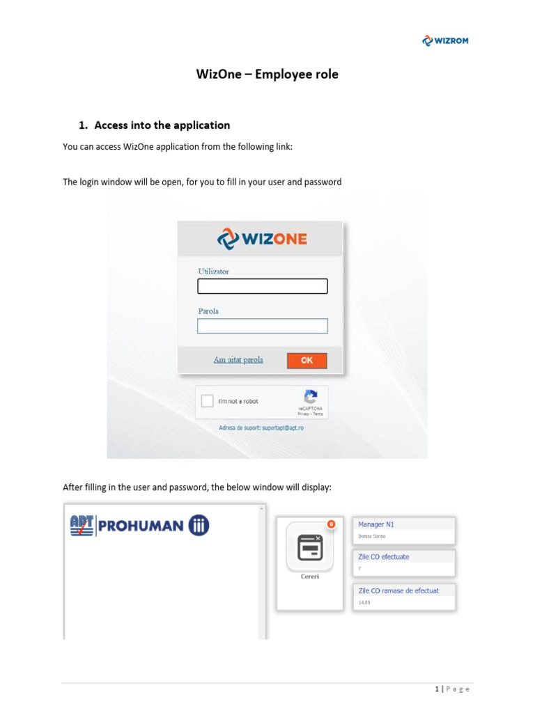 WizOne Employee Role Guide | PDF | Login | Software