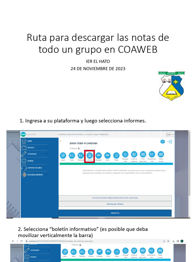 Ruta para Descargar Notas de Un Grupo COAWEB | PDF