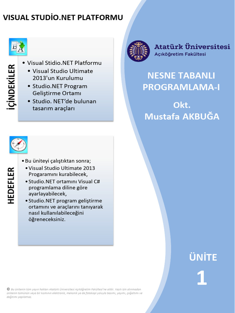 1 Örnek Ders Notu Nesne - AÜ - 01 - 01 - Kurulum | PDF