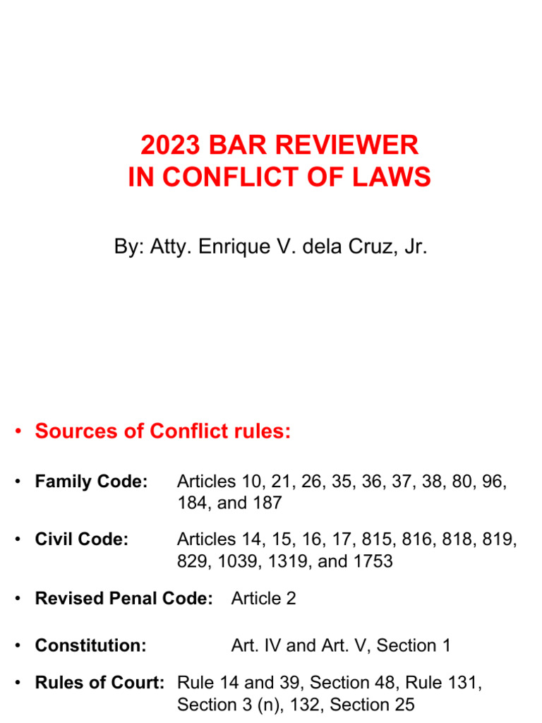 2023 Bar Reviewer in Conflict of Laws | Download Free PDF | Divorce ...