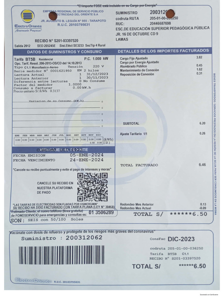 Recibo Energía Electrica | PDF