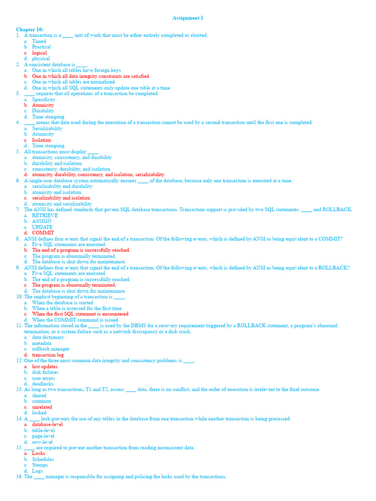 Assignment 1 Pdf Database Transaction Databases 