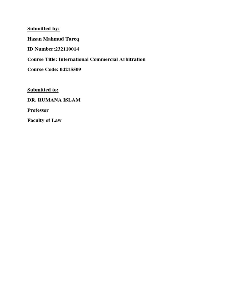 Ica Assignment | PDF | Arbitration | Alternative Dispute Resolution