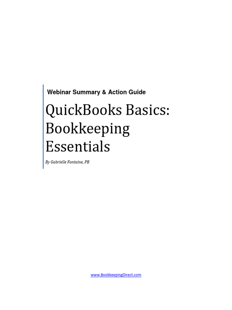 QBB Bookkeeping Essentials Action Guide | PDF | Debits And Credits | Bookkeeping