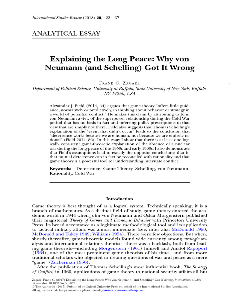 Explaining The Long Peace | PDF | Game Theory | Rationality