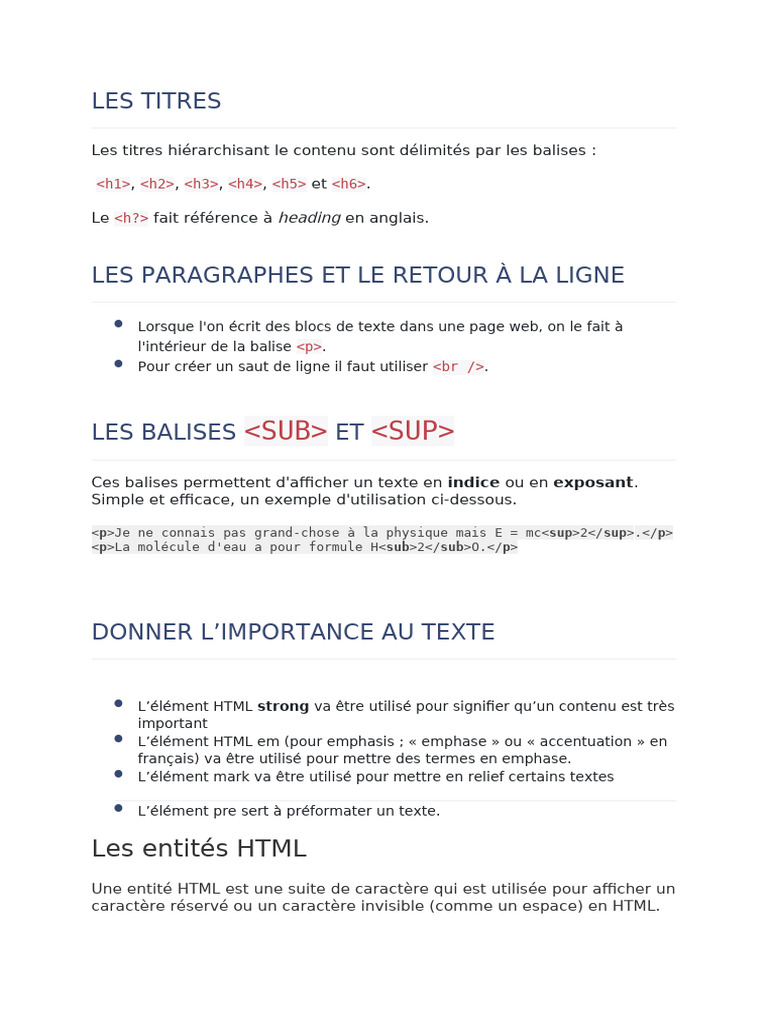 Cours 1 | PDF | Html | Langage de balisage