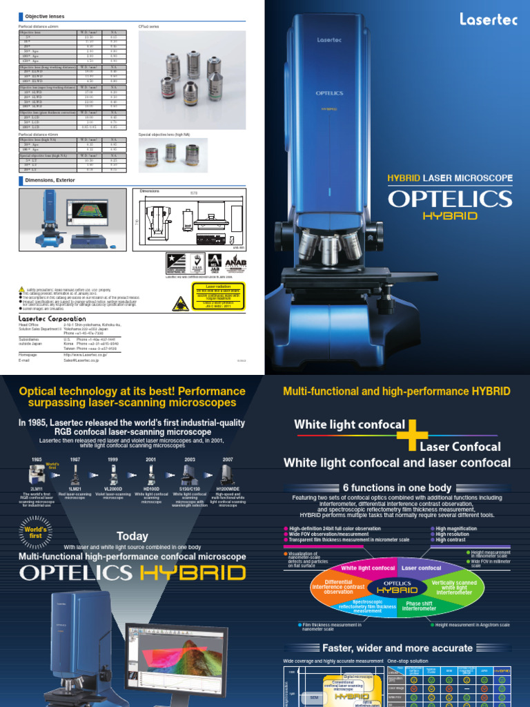 Hybrid Laser Microscope Specifications | PDF | Confocal Microscopy ...