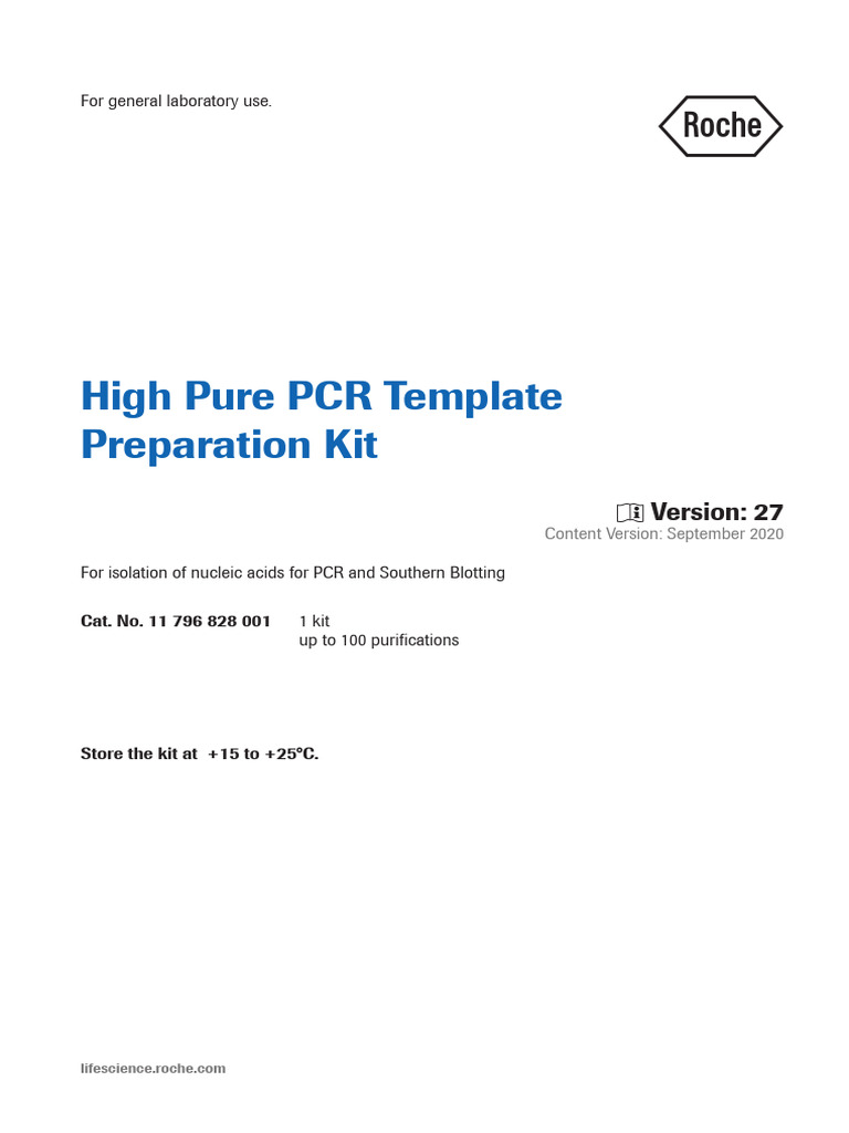 High Pure PCR Template Preparation Kit | PDF | Polymerase Chain ...