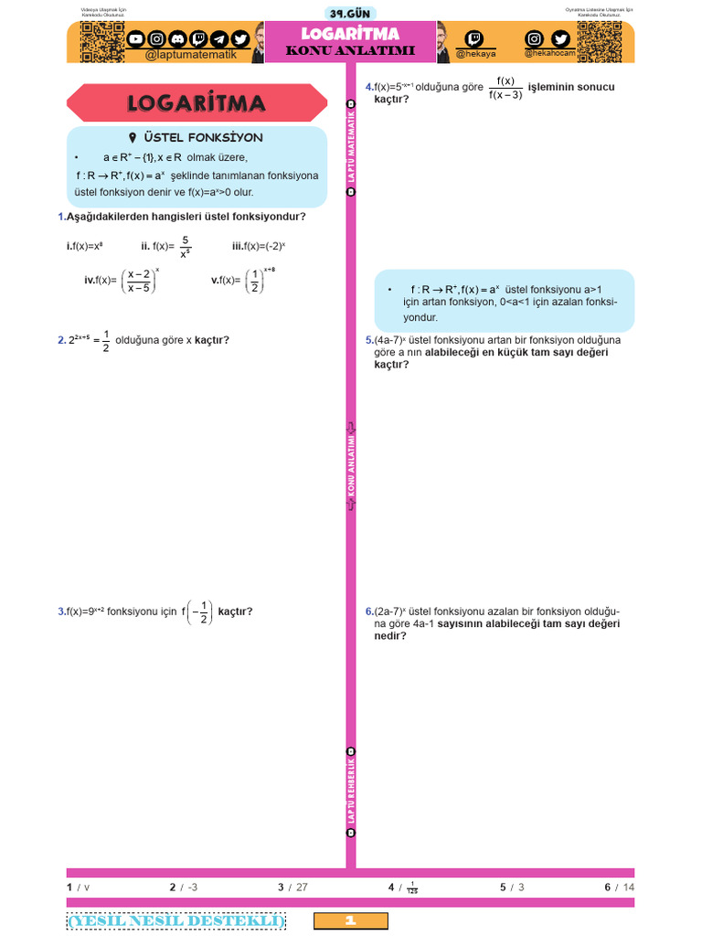 8 Logaritma Konu Anlatımı | PDF