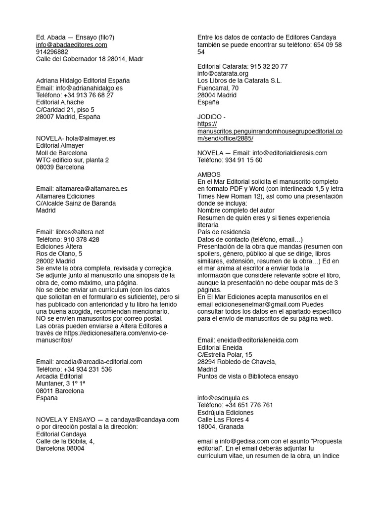 Lista Ed y Agencias | PDF | Escritura | Comunicación escrita