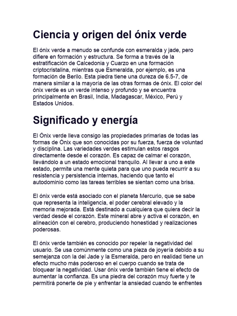 Ciencia y Origen Del Ónix Verde | PDF