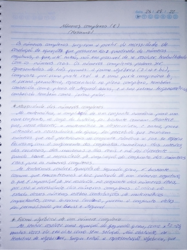 Resumo de Números Complexos | PDF