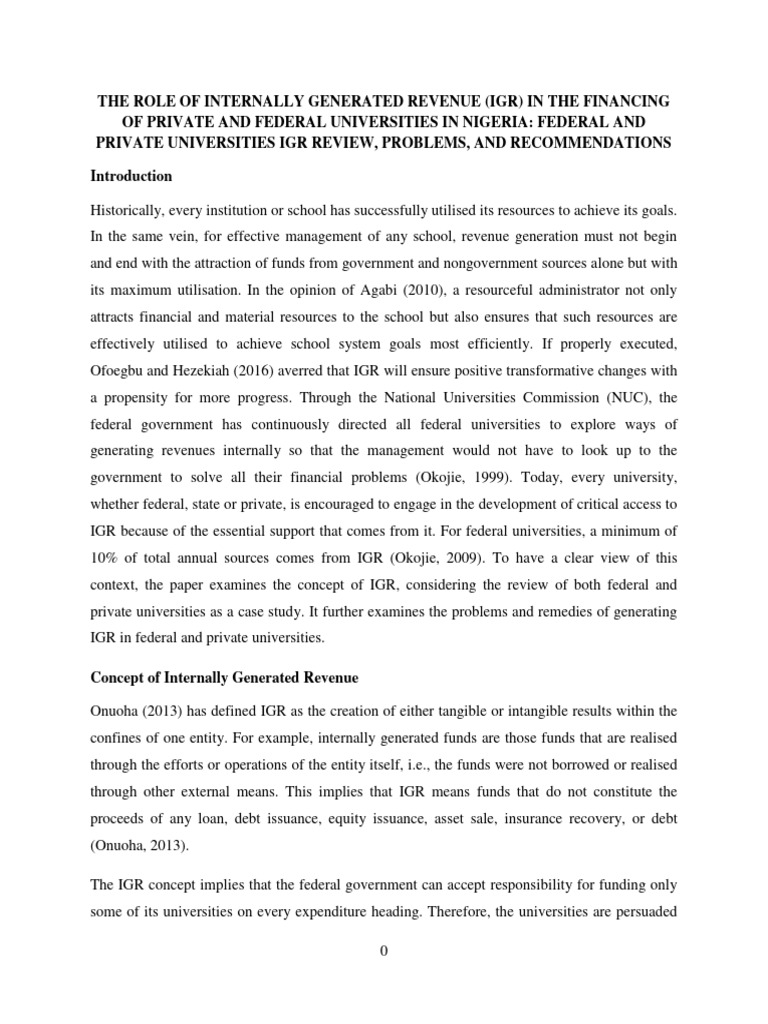 Internally Generated Revenue | PDF | University | Revenue
