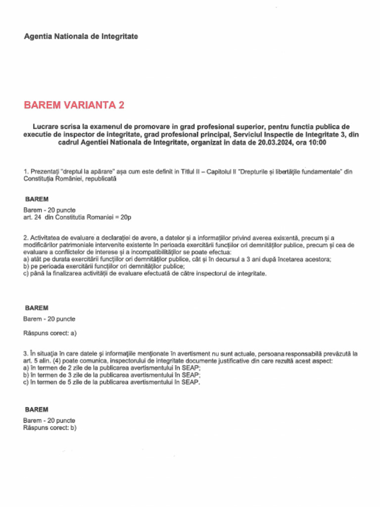 Barem Subiecte | PDF