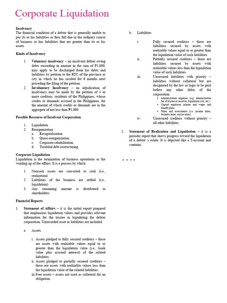 2corporate Liquidation | PDF | Bankruptcy | Liquidation