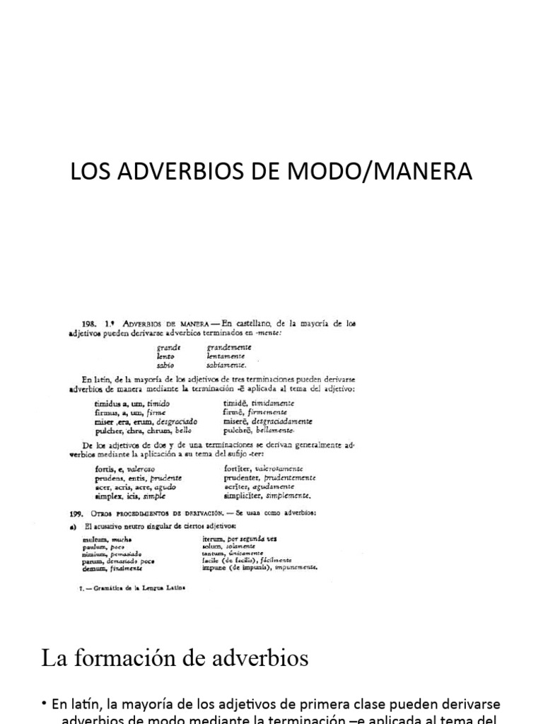 Formación de adverbios de modo en latín | PDF