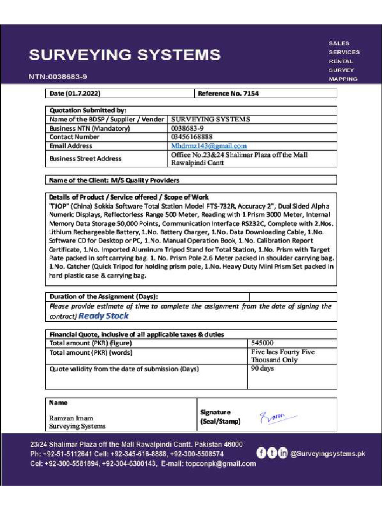surveying system Quotation revised (1) | PDF