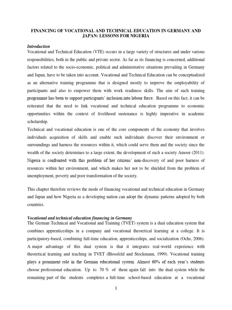VTE Financing Insights for Nigeria | PDF | Vocational Education | Apprenticeship