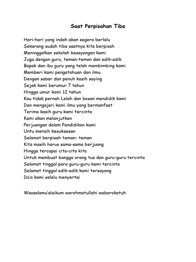 Puisi Saat Perpisahan Tiba | PDF | Pengembangan Diri