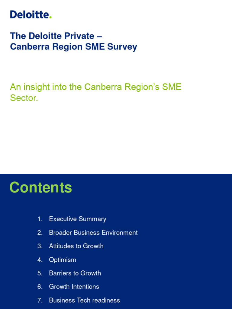 Deloitte - Canberra Region SME Survey | PDF | Economies | Business