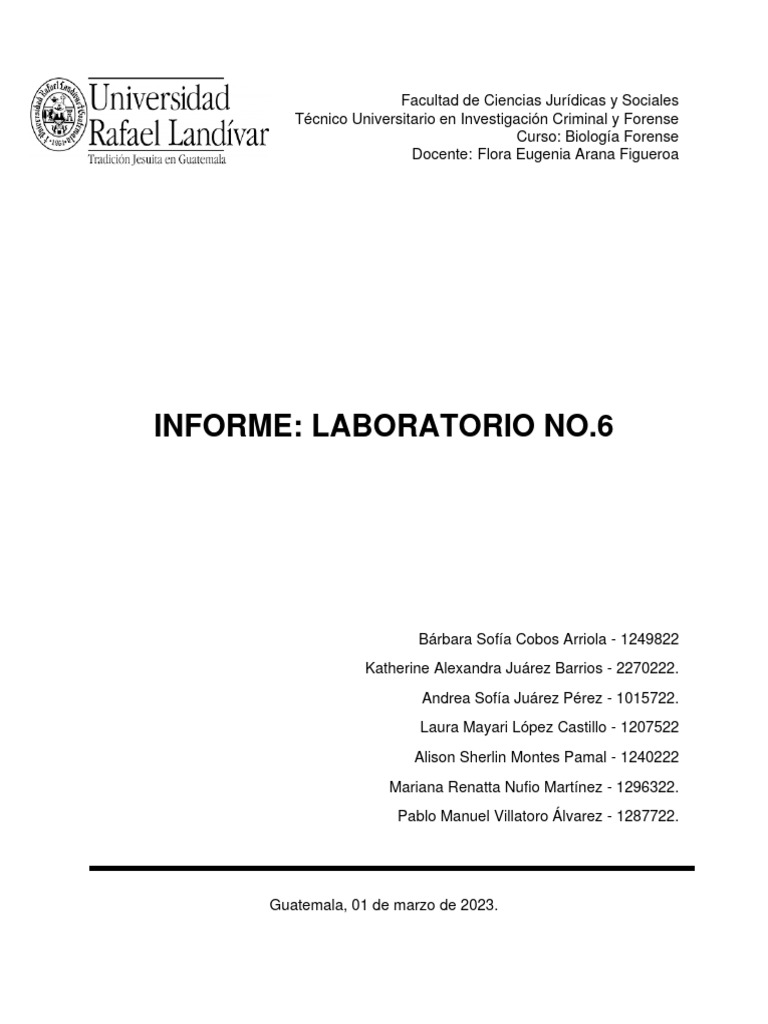 Informe de Laboratorio No. 6 de Biología, Mesa No. 3 | Descargar gratis PDF | Tipo de sangre ...