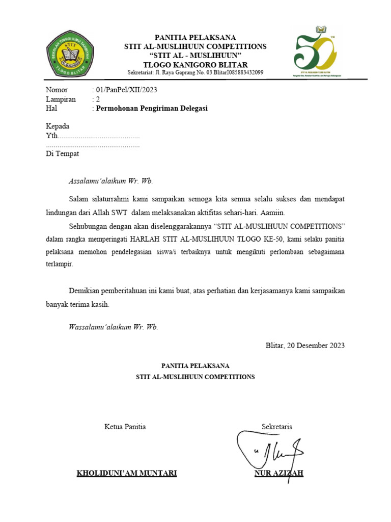 Surat Permohonan Delegasi | PDF