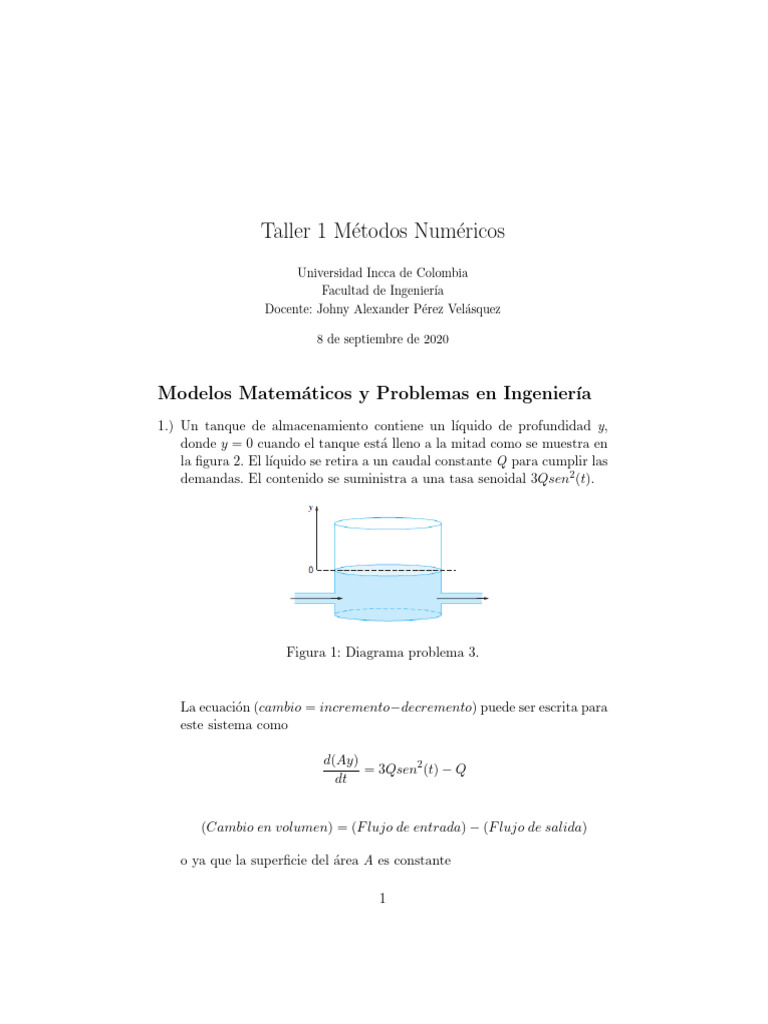 Taller 1 Metodos Numericos | PDF | Ecuaciones | Gravedad