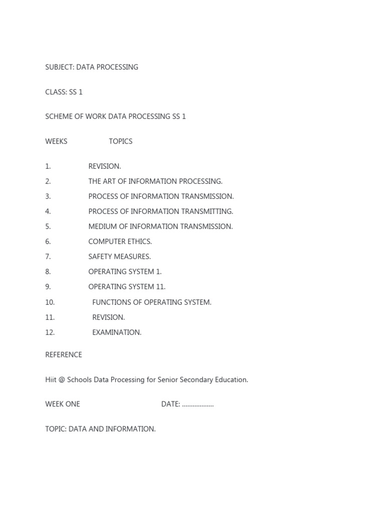 Data Processing SS1 Second Term-1 | PDF | Operating System ...