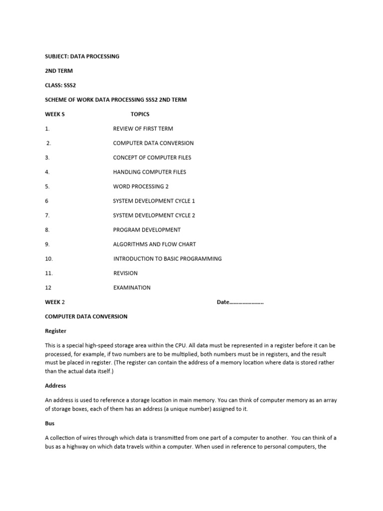 Data Processing SS2 Second Term-1 | PDF | Computer Data Storage | Computer File