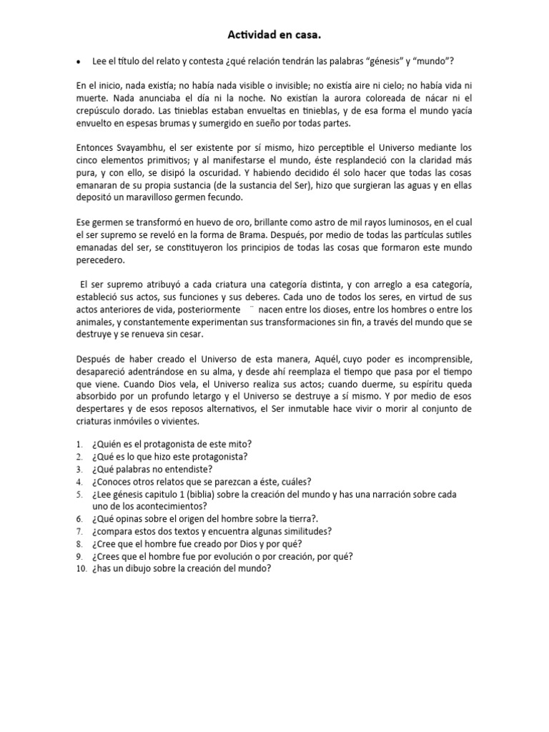 Actividad Mito | PDF | Creencia religiosa y doctrina