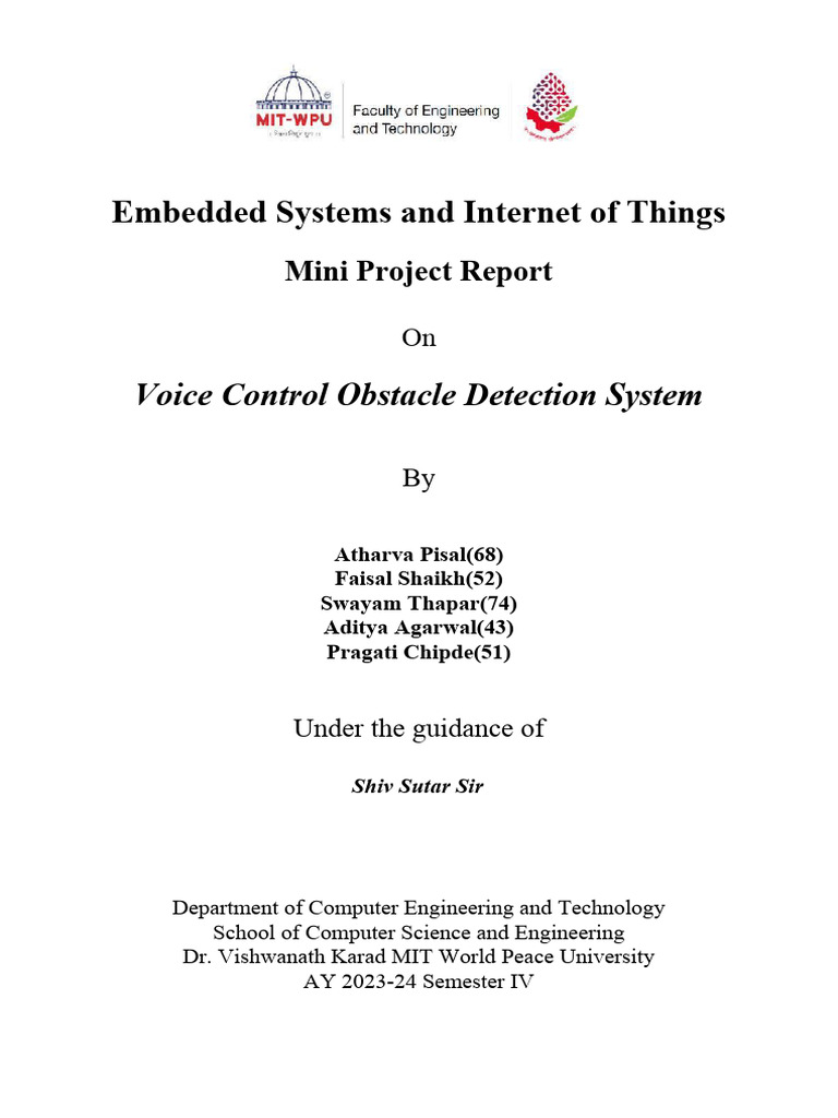 Miniproject Report IOT | PDF | Internet Of Things | Sensor