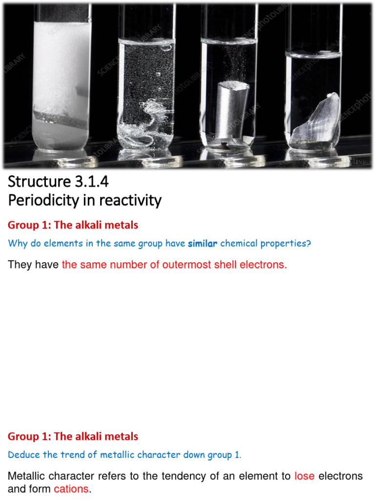 3 - Periodicity in Reactivity (Structure 3.1.4) | PDF | Scientific ...