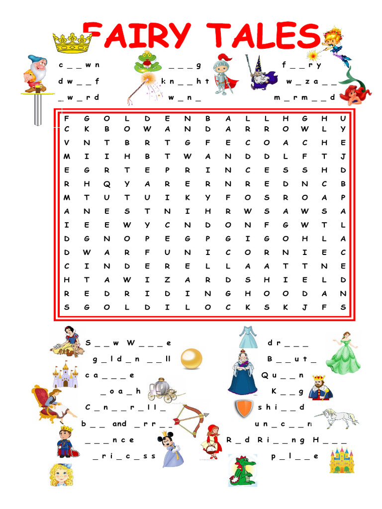fairy tales wordsearch and activity | PDF | Fairy Tales