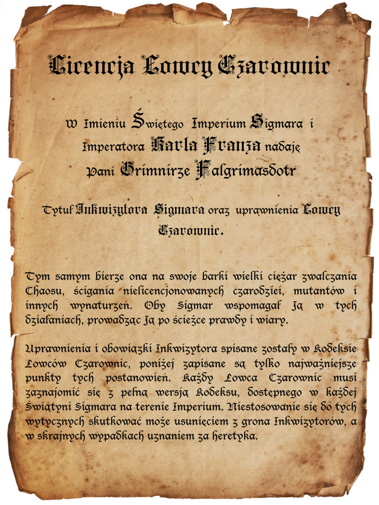 Licencja Lowcy Czarownic 2a | PDF