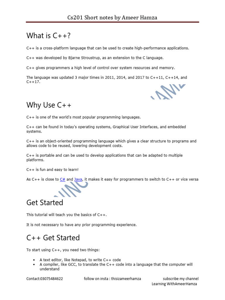 C++ Basics and Quickstart Guide | PDF | C++ | Integrated Development ...