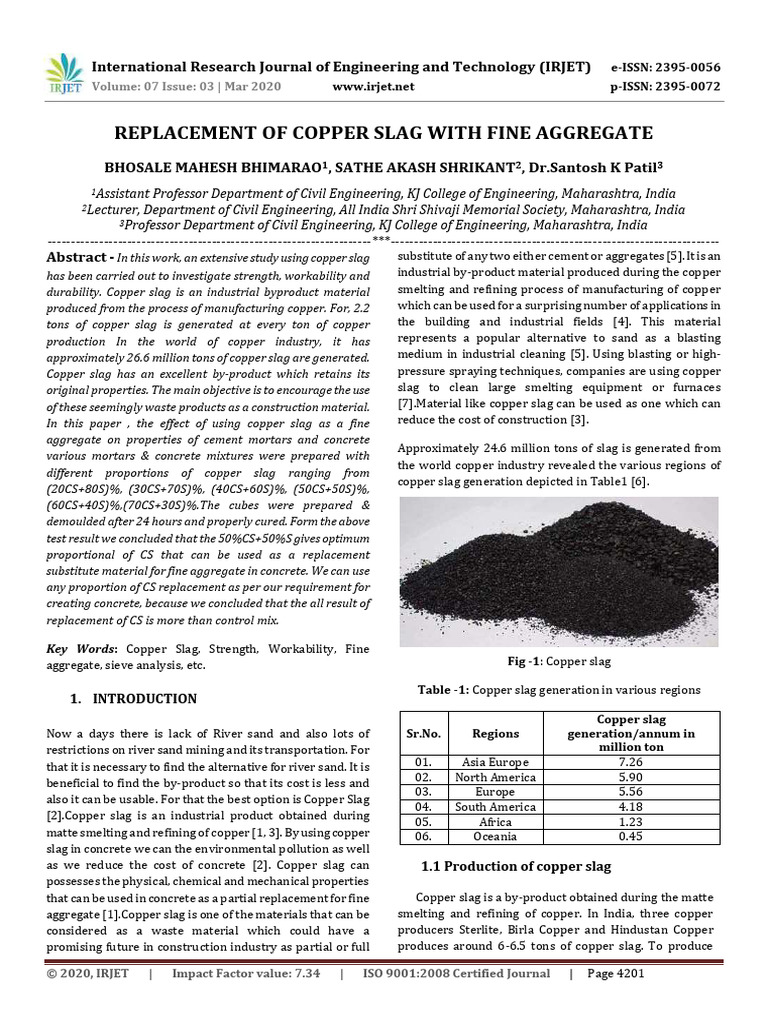 Replacement of Copper Slag With Fine Agg | PDF | Concrete ...