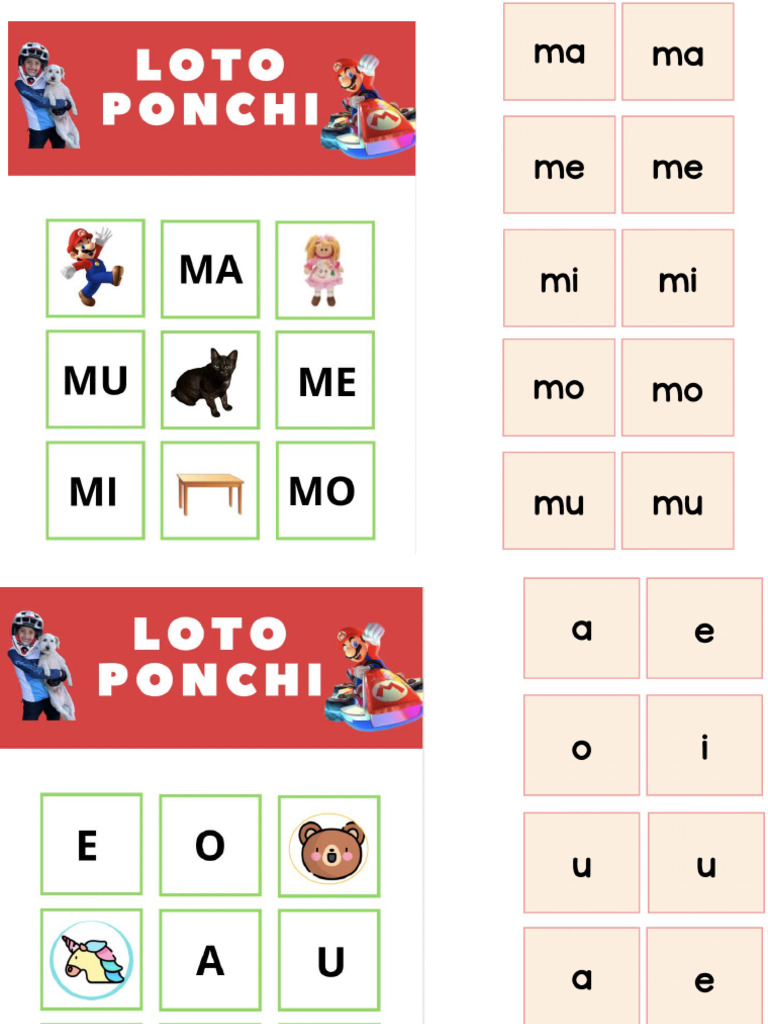 Loto M y Vocales | PDF