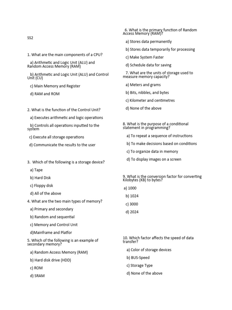 NAPPS SS2-WPS Office | PDF | Computer Data Storage | Random Access Memory