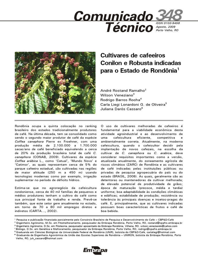 Cultivares de Café Conilon e Robusta em RO | PDF | Café | Agricultura