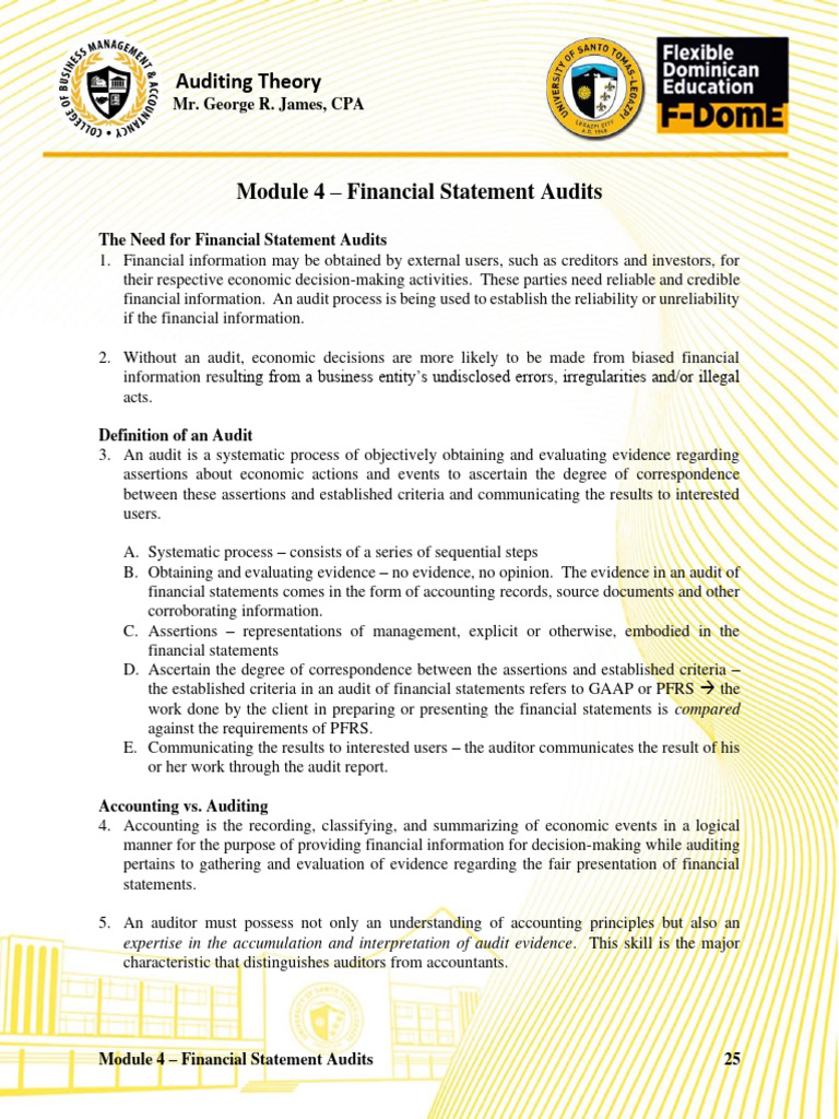 Module 4 FS Audits | PDF | Financial Audit | Audit